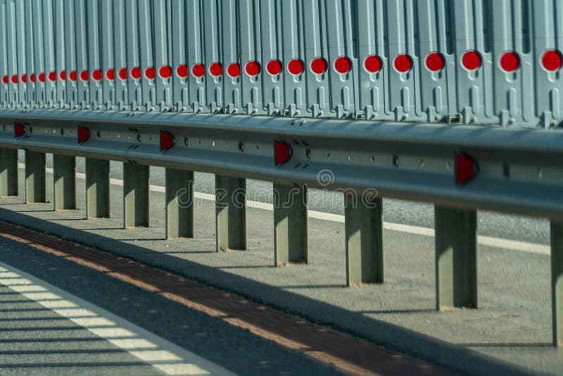 Safety Barriers on Highway. Anodized Safety Steel Barrier. Enhancing ...