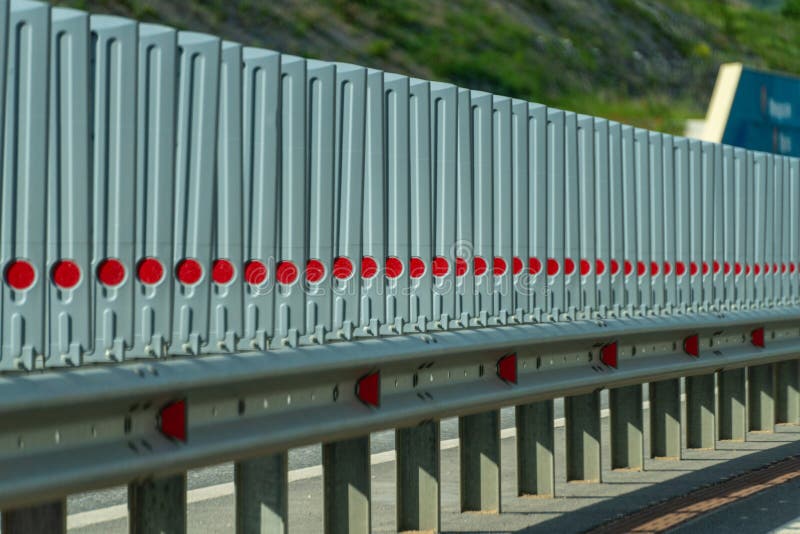 Safety Barriers on Highway. Anodized Safety Steel Barrier. Enhancing ...
