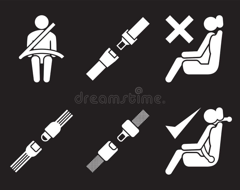 Safety belt icons set stock illustration. Illustration of insurance ...