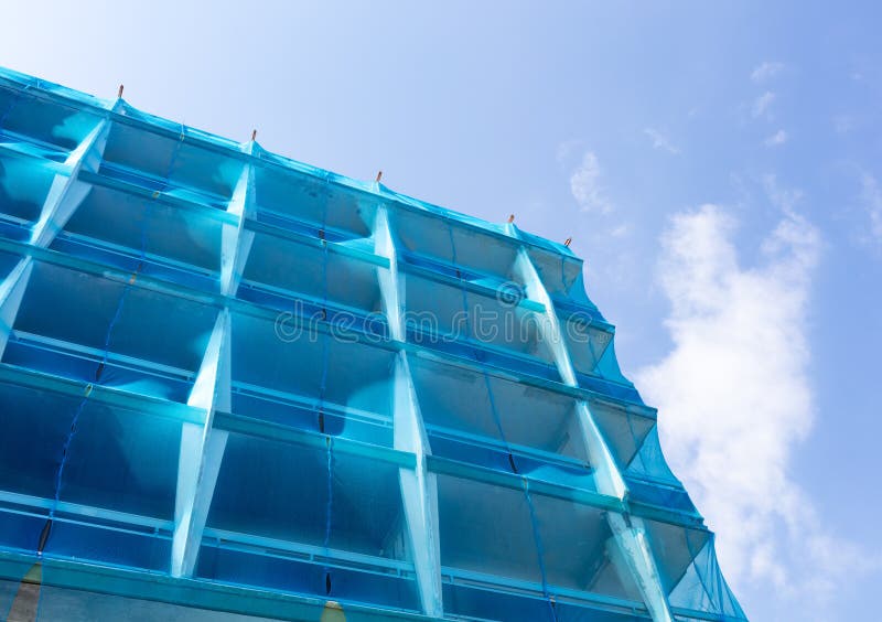Safety Blue Net in Construction Stock Image - Image of netting, steel ...