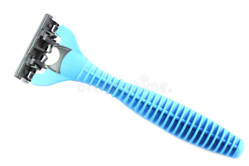 Safety Blue Plastic Razor Isolated on White. Stock Image - Image of ...