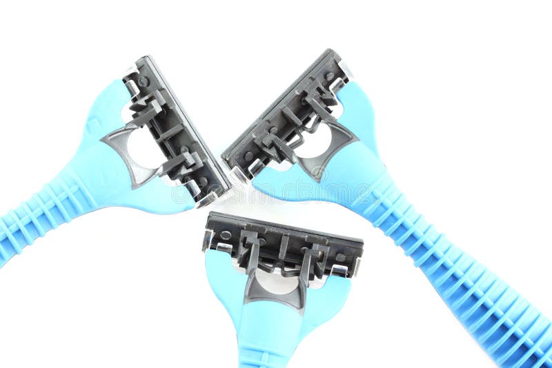 Safety Blue Plastic Razor Isolated on White. Stock Image - Image of ...