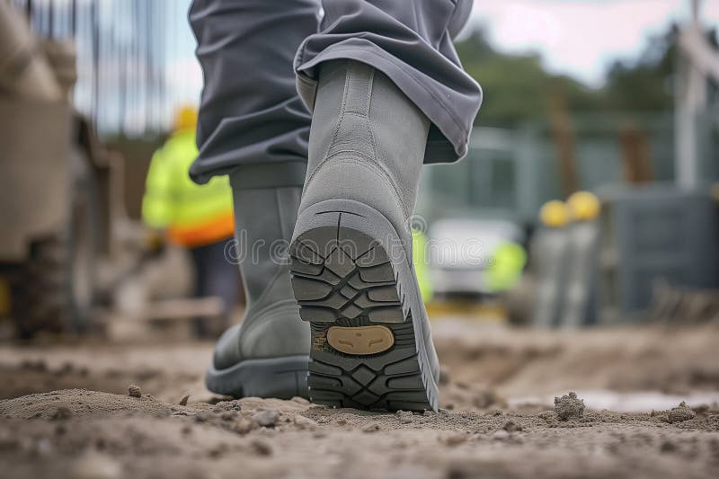 Safety Boots Stepping through a Construction Site Stock Photo - Image ...