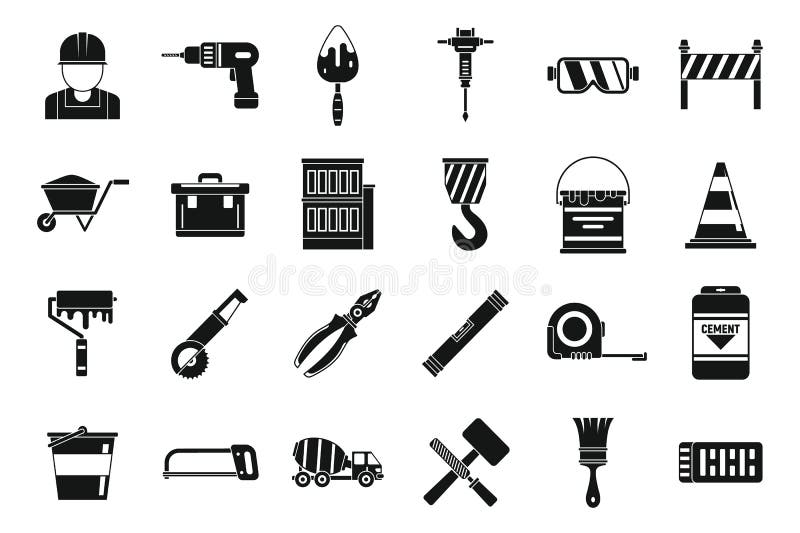 Safety Building Reconstruction Icons Set, Simple Style Stock Vector ...