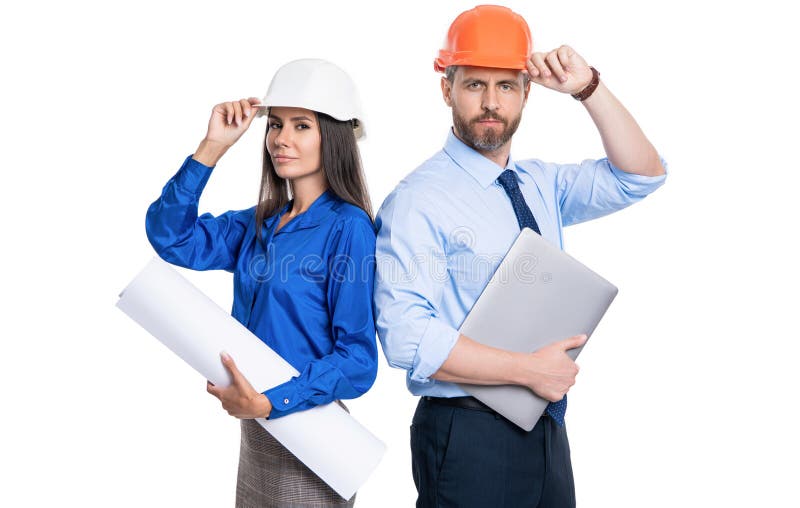 Supervisor Engineer with Blueprint. Plan Construction Project ...