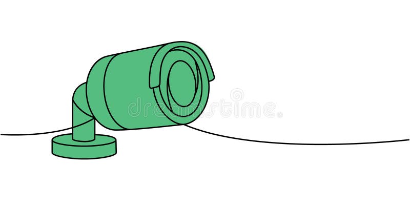 Safety Camera One Line Colored Continuous Drawing. Security ...