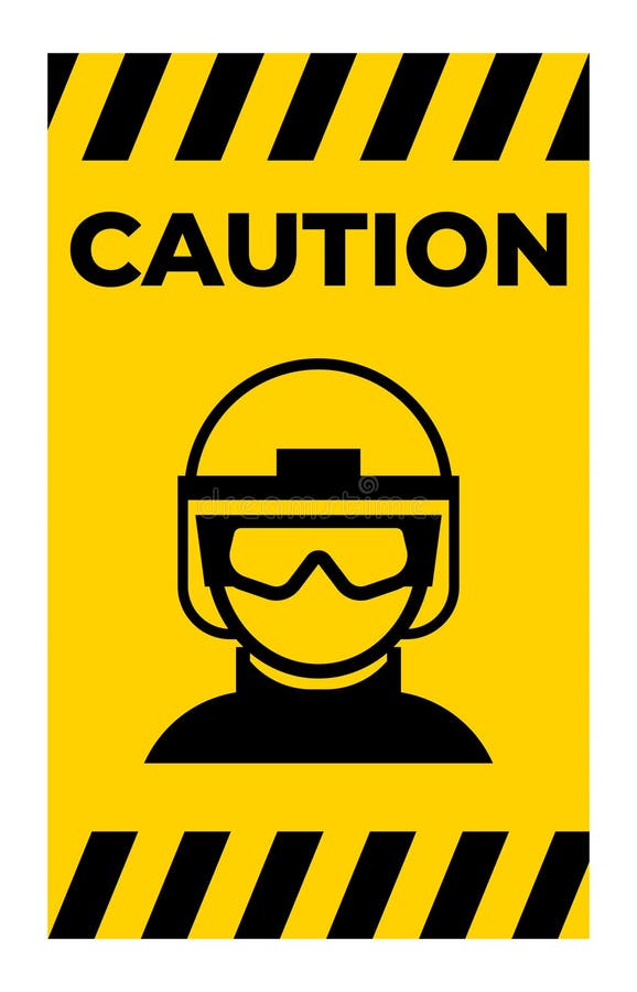 Safety Caution Sign with Helmeted Worker Icon Stock Vector ...