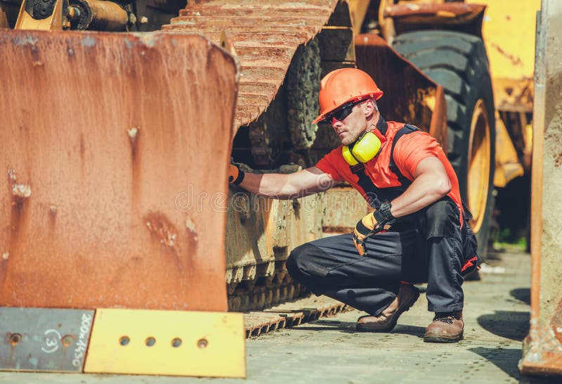 Safety Check of Construction Machinery before Next Shift Work Stock ...