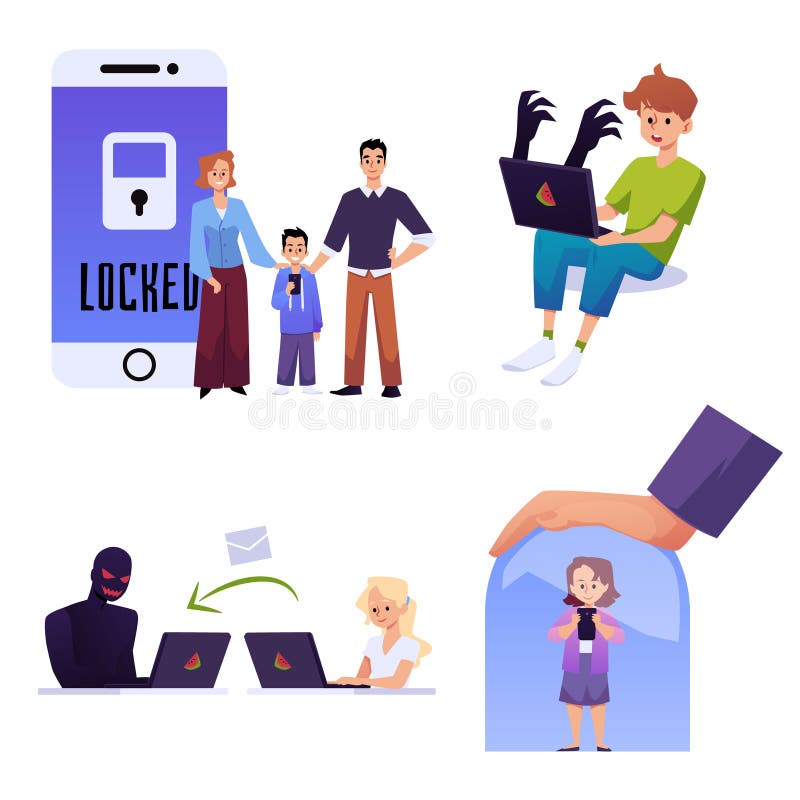 Children Internet Danger Stock Illustrations – 442 Children Internet ...