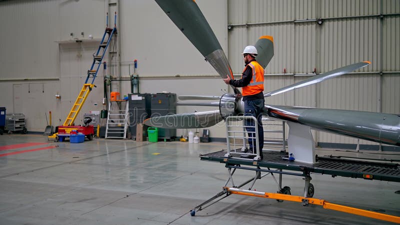 Maintenance Engineer Wearing Protective Gear Checking Aircraft ...