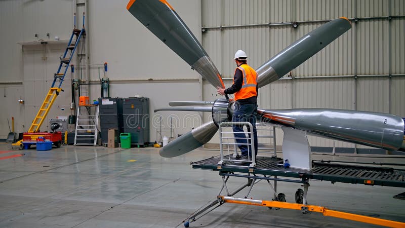 Maintenance Engineer Wearing Protective Gear Checking Aircraft ...
