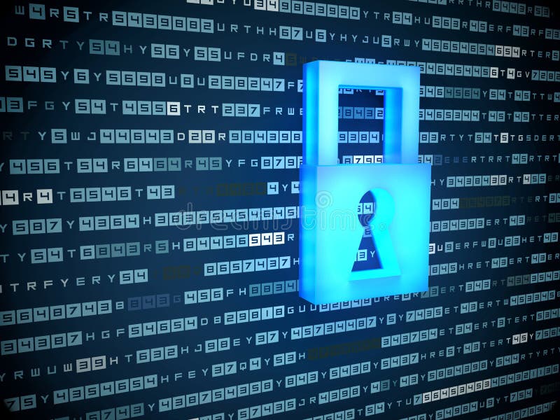 Safety Concept: Blue Padlock on Digital Background Stock Illustration ...