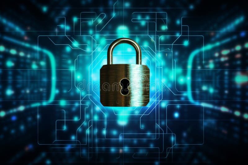 Safety Concept: Closed Padlock on Digital Background Stock Illustration ...