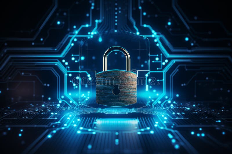 Safety Concept: Closed Padlock on Digital Background Stock Illustration ...