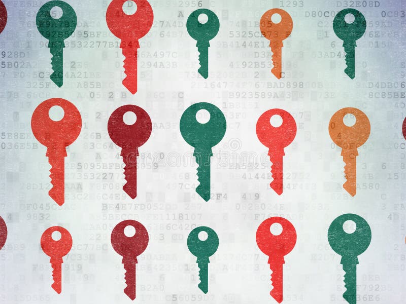 Safety Concept: Key Icons on Digital Paper Stock Illustration ...