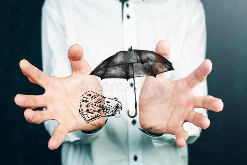Safety Concept: Money and Umbrella Stock Photo - Image of financial ...
