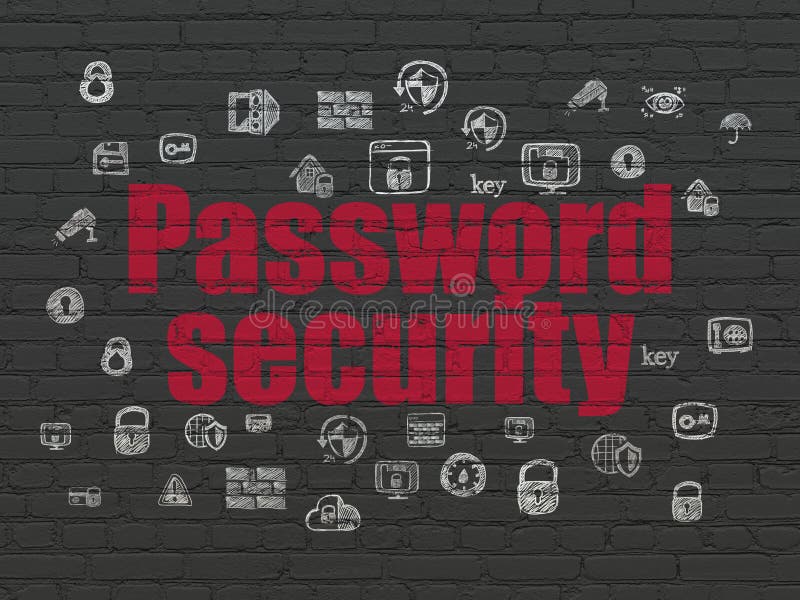 Safety Concept: Password Security on Wall Background Stock Illustration ...