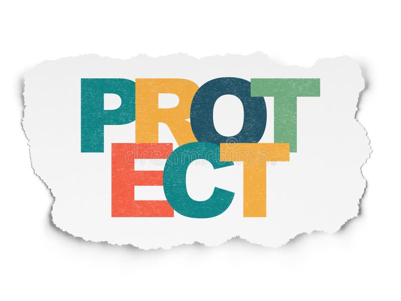 Safety Concept: Protect on Torn Paper Background Stock Illustration ...