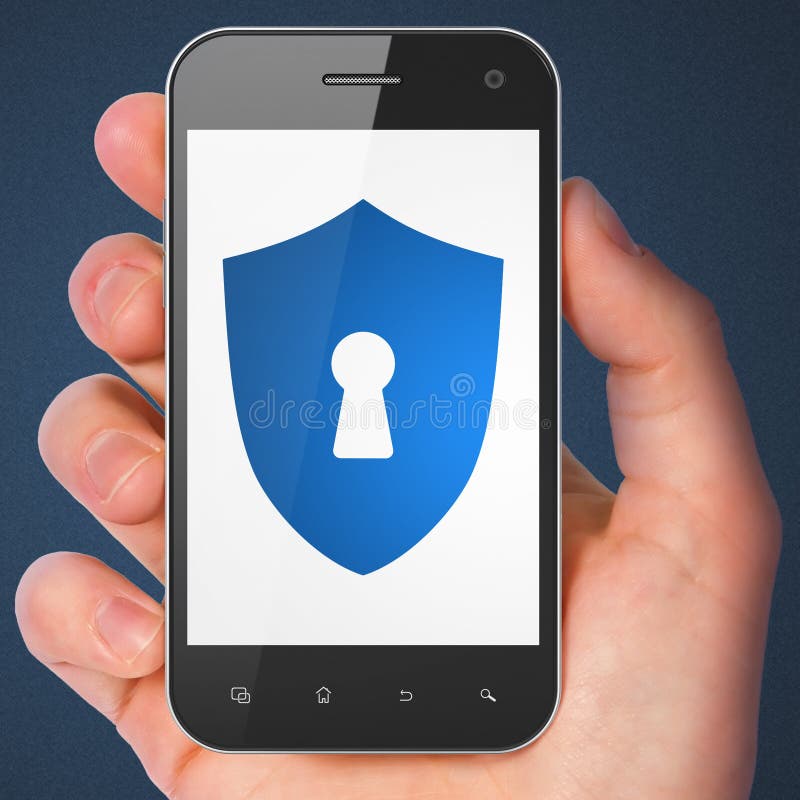 Safety Concept: Shield with Keyhole on Smartphone Stock Image - Image ...