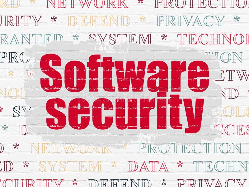 Safety Concept: Software Security on Wall Background Stock Illustration ...
