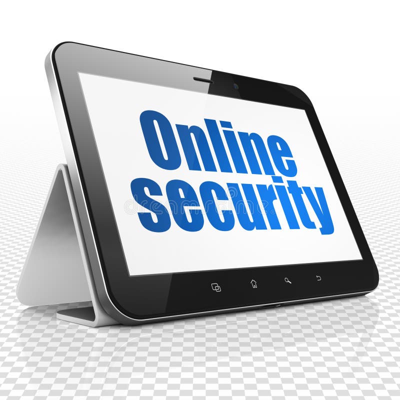 Safety Concept: Tablet Computer with Online Security on Display Stock ...