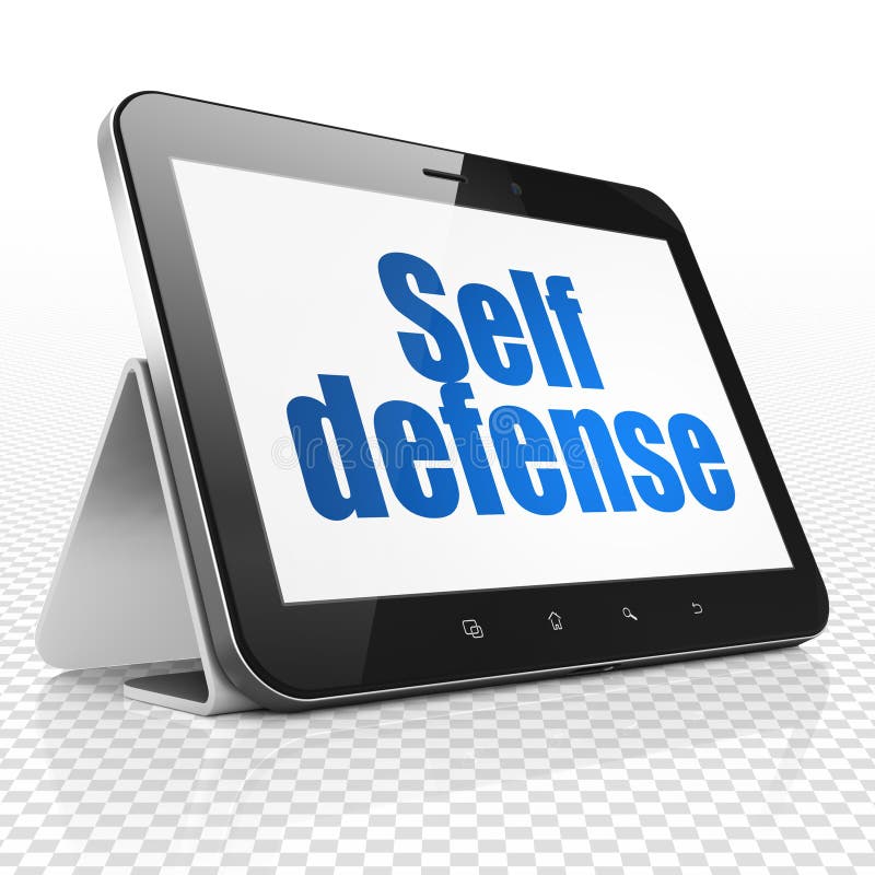 Safety Concept: Tablet Computer with Self Defense on Display Stock ...