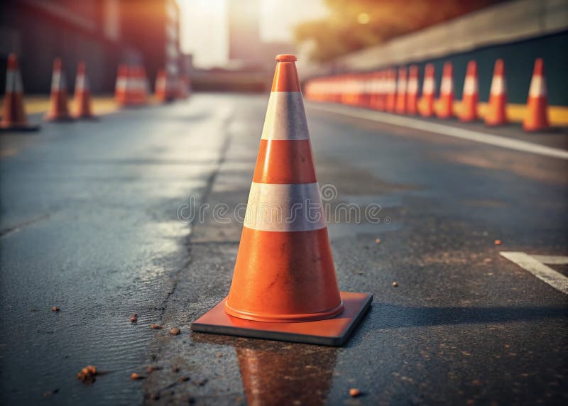Safety Cone Illustration for Construction Site Signage a Flat Design ...