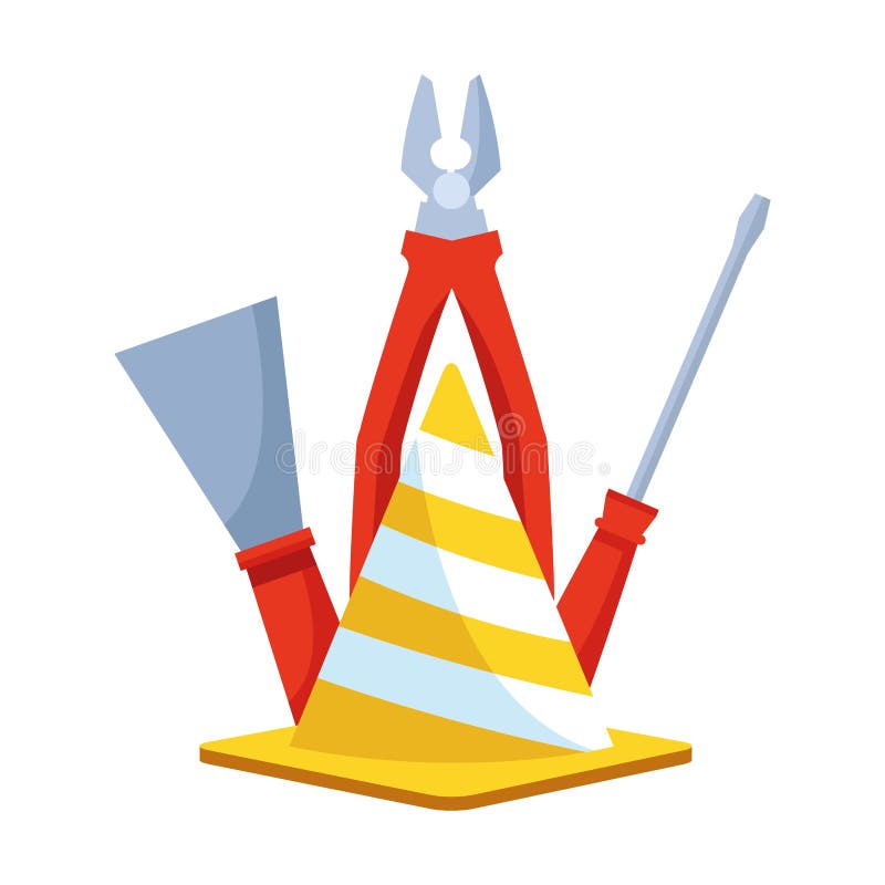 Safety Cone with Pliers and Tools Stock Vector - Illustration of symbol ...
