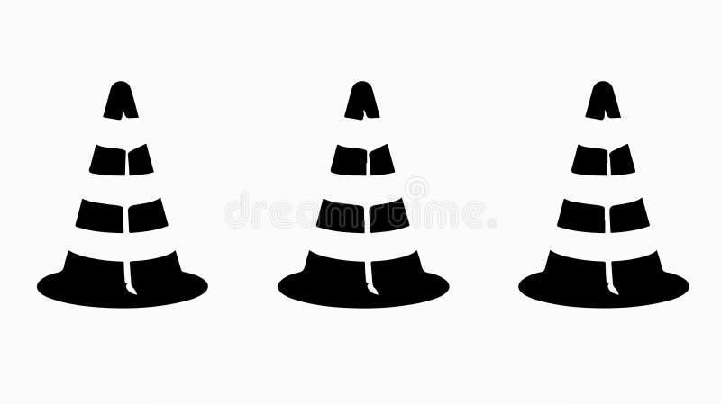 Safety Cone Silhouette Icon for Caution and Safety Signage Stock ...