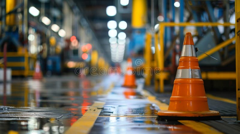 Safety Cones and Warning Signs Indicating a Restricted Area Stock ...