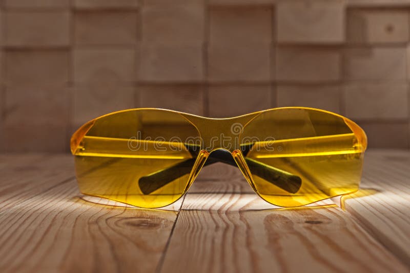 Safety Construction Eyewear. Yellow Safety Construction Goggles on ...
