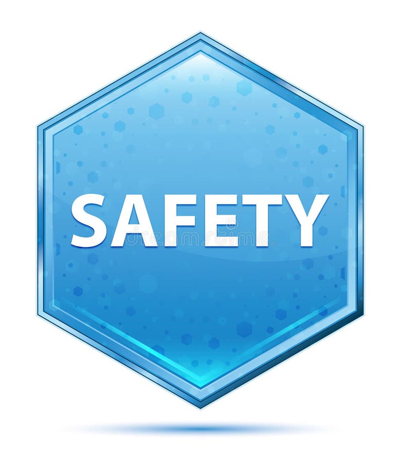 Safety Crystal Blue Hexagon Button Stock Illustration - Illustration of ...