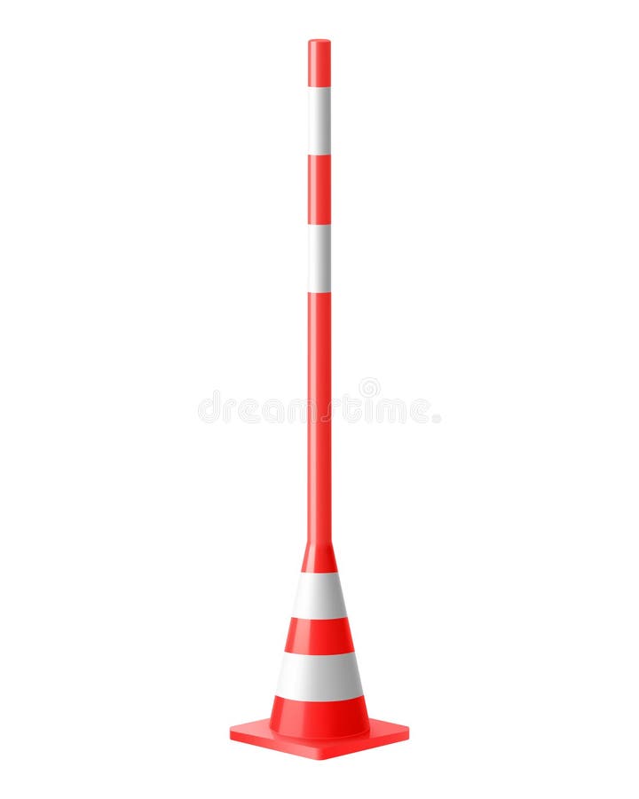 Safety Delineator with White Stripes. Road Cone. Reflective Channelizer ...