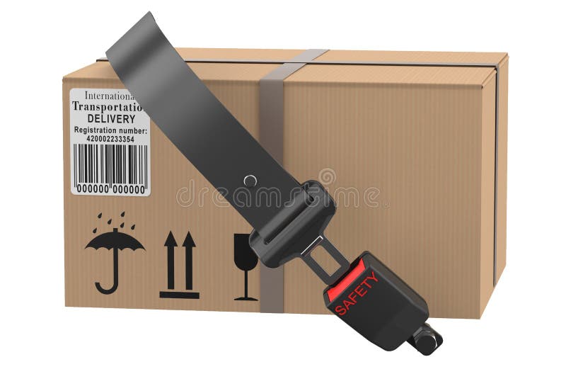 Safety Delivery Concept, Safety Belt with Cardboard Box Stock ...