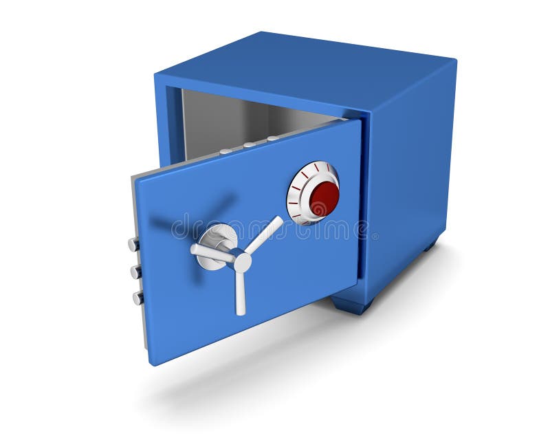 Safety Deposit Box Blue Color on a White Background. 3d Render Stock ...