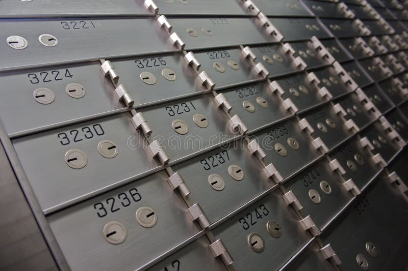Safety Deposit Boxes stock photo. Image of number, business - 14336436