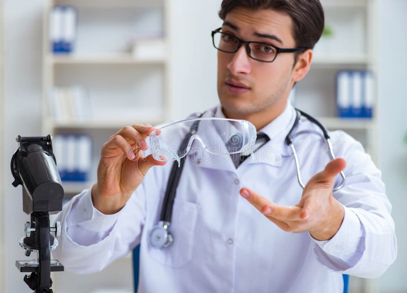 Safety Doctor Advising about Wearing Protective Goggles Stock Image ...