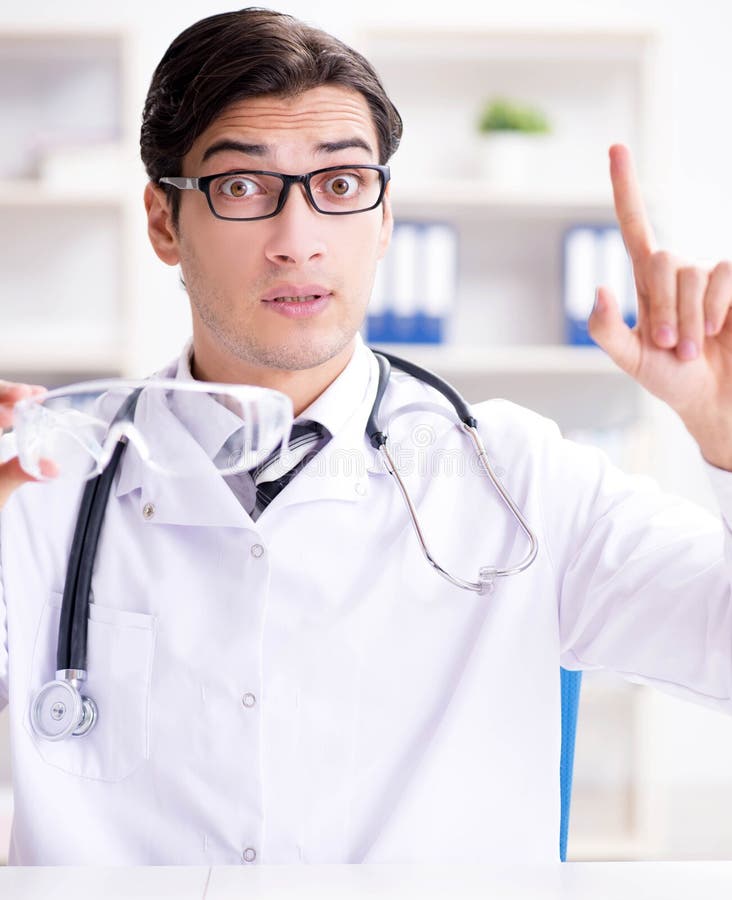 Safety Doctor Advising about Wearing Protective Goggles Stock Image ...