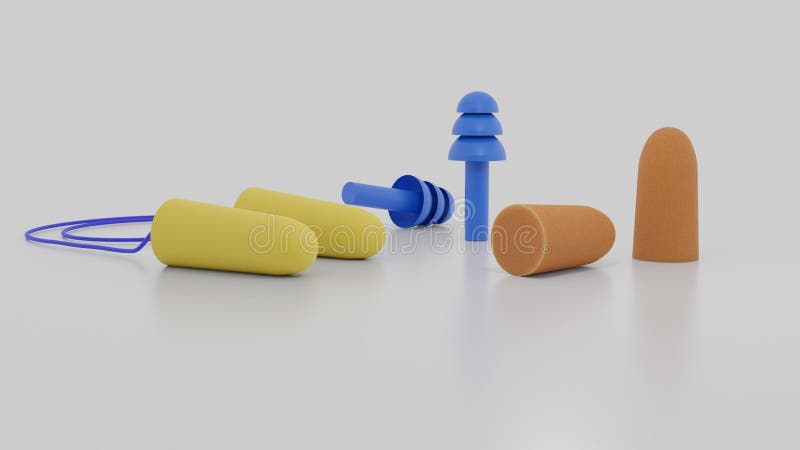 Safety Ear Plug, Earmuff, Realistic 3d Rendering Stock Illustration ...