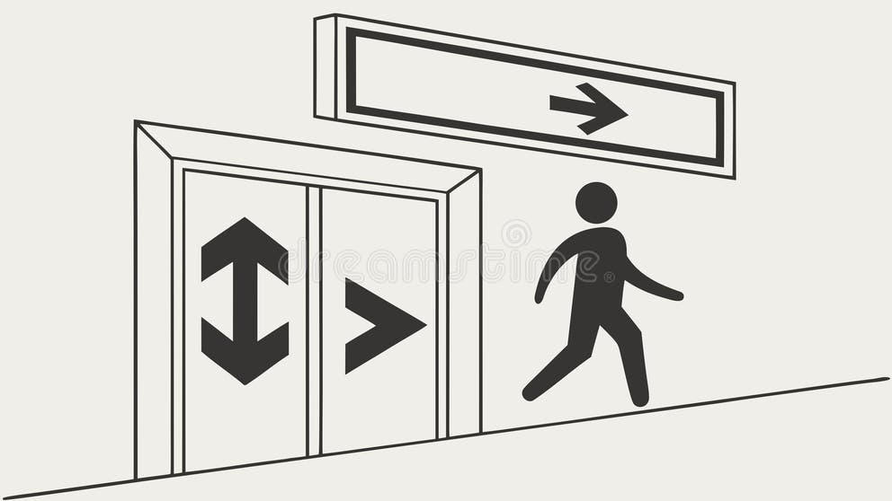 Illustration Emergency Exit Signs Stock Illustrations – 865 ...