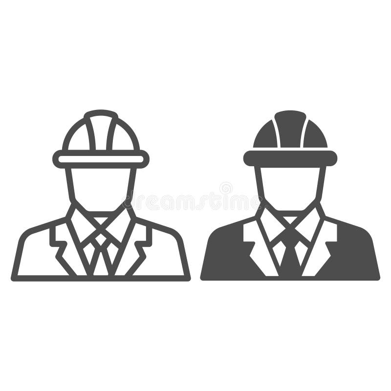Safety Engineer Man Line and Solid Icon, Labor Protection, Worker ...