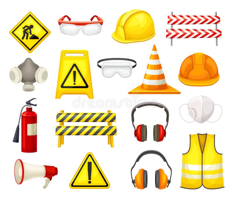 Safety Equipment and Protective Industrial Work Object Vector Set Stock ...