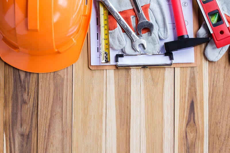 Safety Equipment,tool Kit and Plan Construction Stock Photo - Image of ...