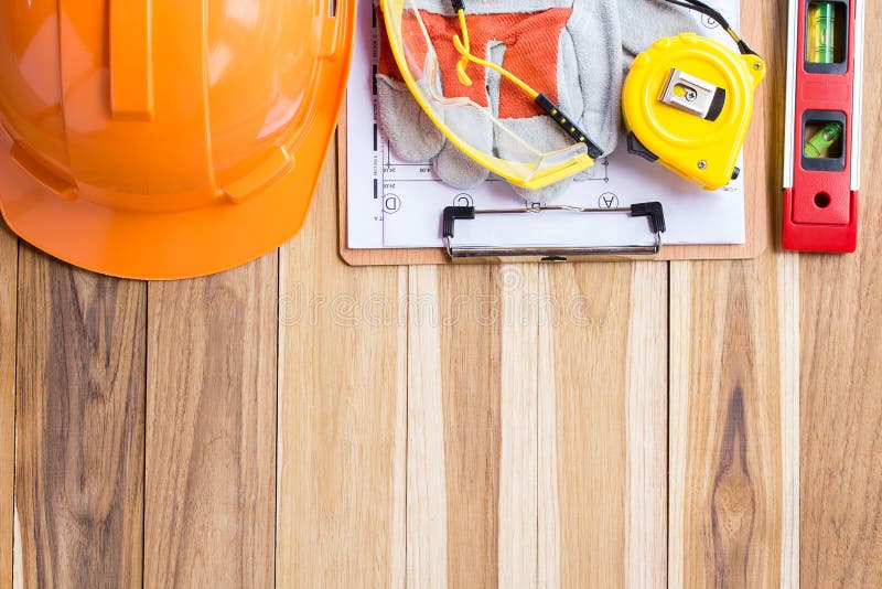 Safety Equipment,tool Kit and Plan Construction Stock Image - Image of ...