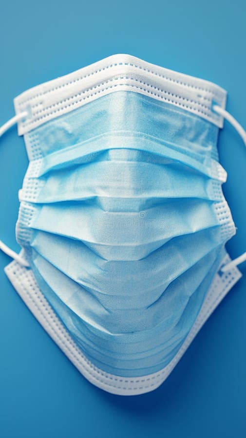 Safety Essentials Isolated Stack of Protective Medical Masks on Blue ...