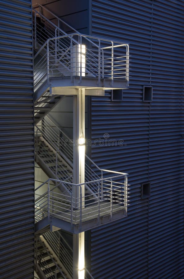 Emergency Metal Staircase at Building Exterior Stock Photo - Image of ...