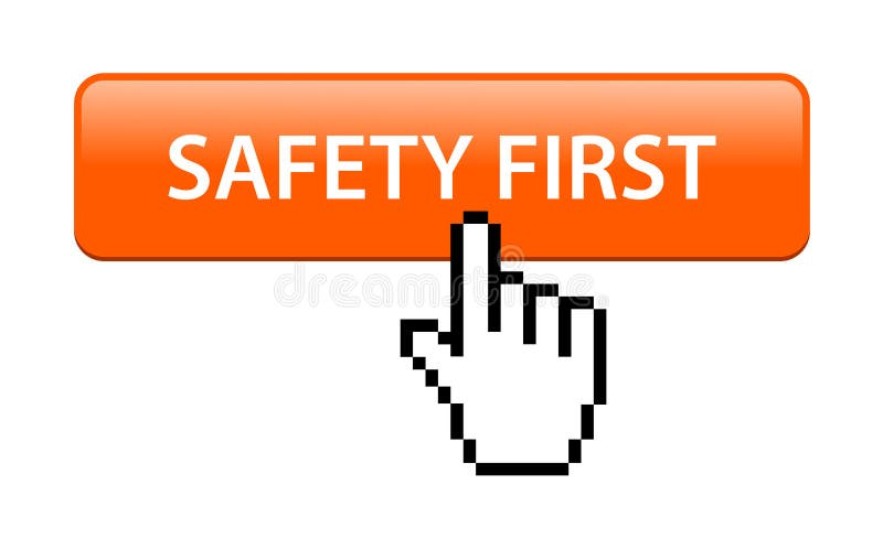 Safety first button stock vector. Illustration of button - 183605657