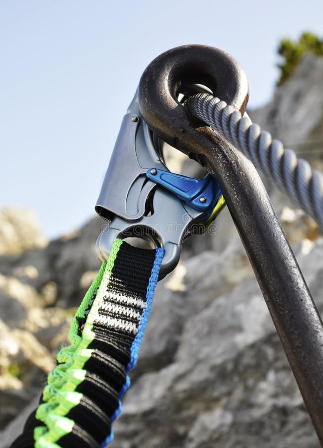 Safety stock image. Image of ferrata, rope, strap, steel - 62699627