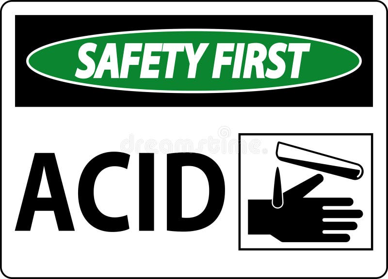 Safety First Acid Sign on White Background Stock Vector - Illustration ...