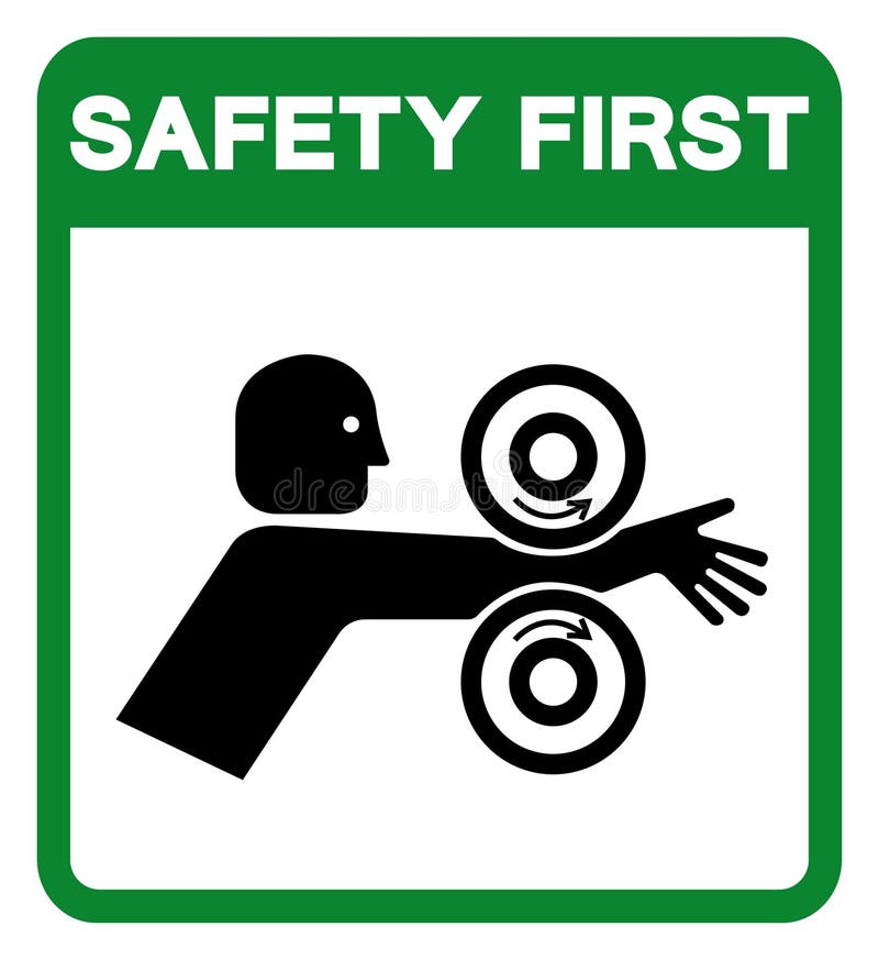 Safety First Arm Entangle Rollers Right Symbol Sign, Vector ...